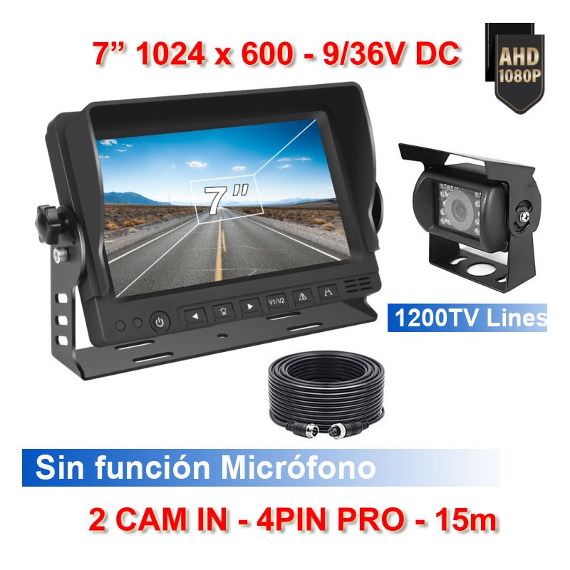 KIT PRO VISION TRUCK MONITOR 7" AHD 15m. DC 9/36V (Modelo 2022)